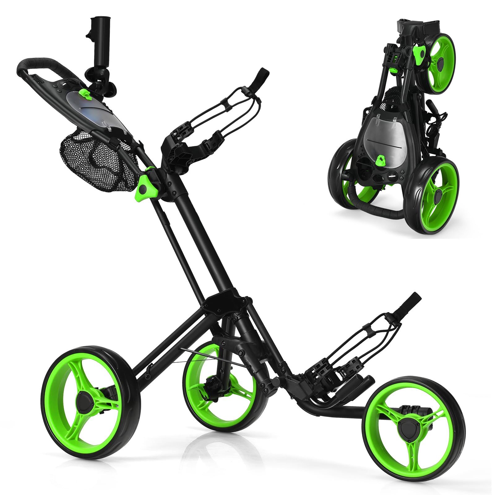 ULTIMATE 3 Wheel Golf Push Cart, Lightweight Folding Golf Trolley w/Sc ...