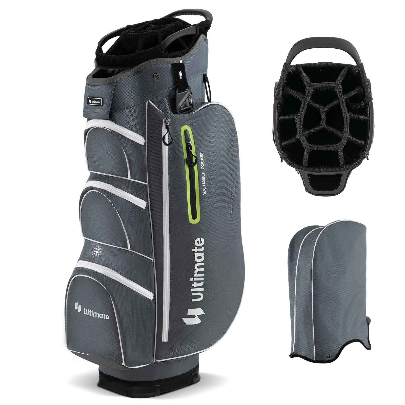 ULTIMATE Golf Cart Bag w/ 15-Way Top Dividers, Lightweight Portable Go ...